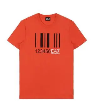 EA7 Logo T-shirt With Round Neck - Red