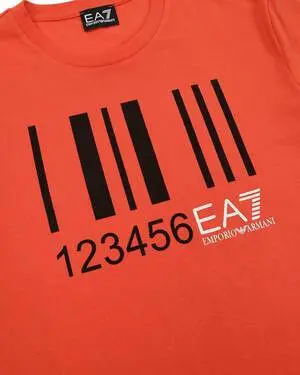 EA7 Logo T-shirt With Round Neck - Red