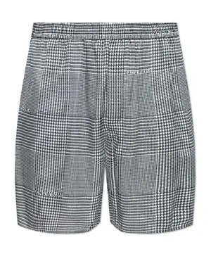 Balmain Houndstooth Patterned Wide-legged Shorts - Grey
