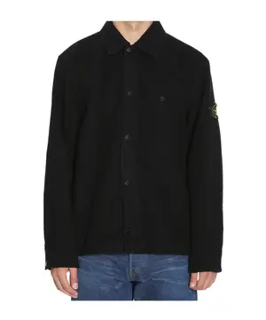 Stone Island Logo Patch Overshirt - Black