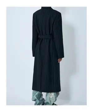 Acne Studios Belted Pinstripe Tailored Coat