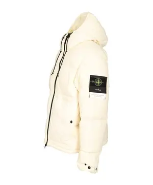 Stone Island Drawstring Hooded Puffer Jacket - Ivory
