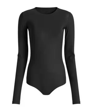 MAISON MARGIELA Long Sleeve Crewneck Bodysuit With Logo Print