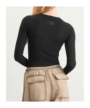 MAISON MARGIELA Long Sleeve Crewneck Bodysuit With Logo Print