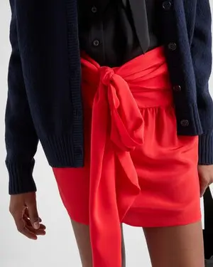 Prada Crepe De Chine Miniskirt With Bow Detail