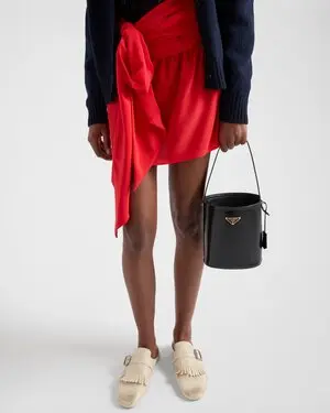 Prada Crepe De Chine Miniskirt With Bow Detail