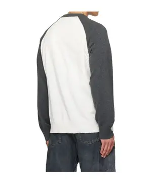 We11Done Teddy Logo Long Sleeve Knit Sweater