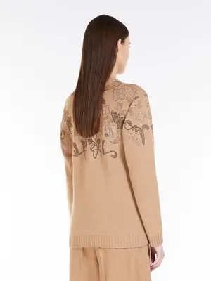Max Mara Rhinestone Embellished Wool And Cashmere Sweater