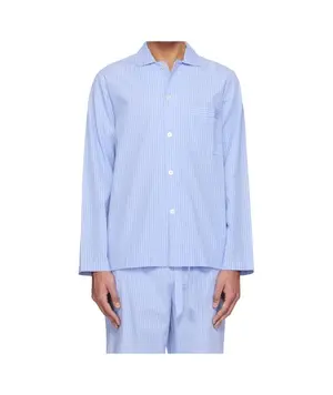 TEKLA Striped Pajama Shirt - Blue