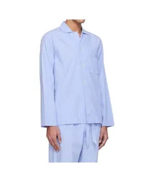 TEKLA Striped Pajama Shirt - Blue
