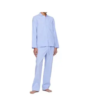 TEKLA Striped Pajama Shirt - Blue