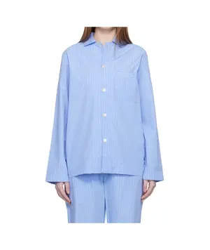 TEKLA Striped Pajama Shirt - Blue
