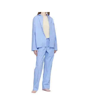 TEKLA Striped Pajama Shirt - Blue