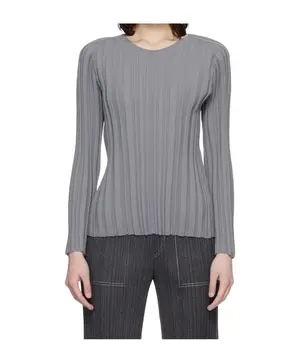 PLEATS PLEASE BY ISSEY MIYAKE Ribbed Knit Crew Neck Top