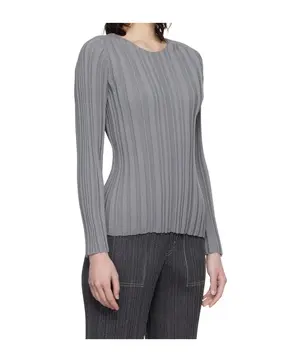 PLEATS PLEASE BY ISSEY MIYAKE Ribbed Knit Crew Neck Top