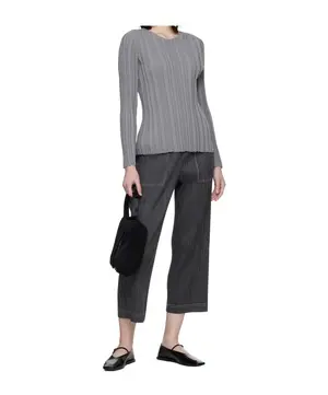 PLEATS PLEASE BY ISSEY MIYAKE Ribbed Knit Crew Neck Top