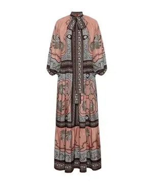 La DoubleJ Printed Maxi Dress With Scarf Neckline