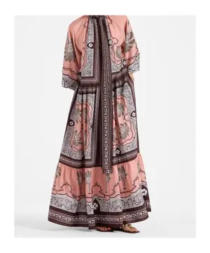 La DoubleJ Printed Maxi Dress With Scarf Neckline