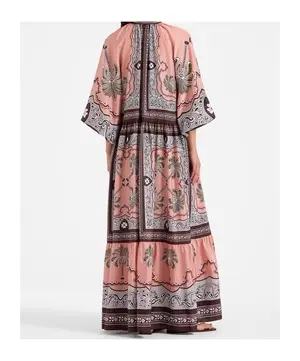 La DoubleJ Printed Maxi Dress With Scarf Neckline