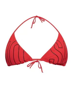 Moschino Triangle Swim Top With Asymmetrical Logo Print - Red