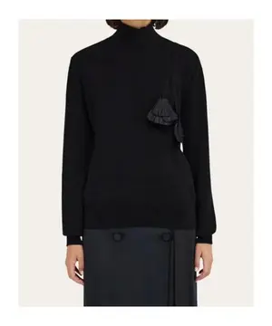 FERRAGAMO Flower Embellished Turtleneck Jumper