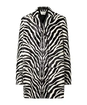 Khaite Zebra-print Calf Hair Patchwork Coat - Black