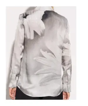 Tory Burch Graphic Print Long Sleeve Shirt - Grey