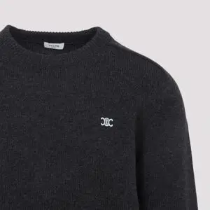 Celine Triomphe Crew Neck Sweater In Wool And Cashmere