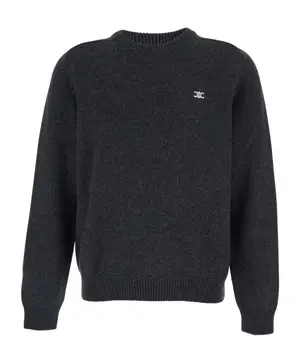 Celine Celine Triomphe Crew Neck Sweater In Wool And Cashmere Anthracite