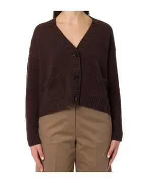 Max Mara Long-sleeved V-neck Cardigan With Pockets - Red