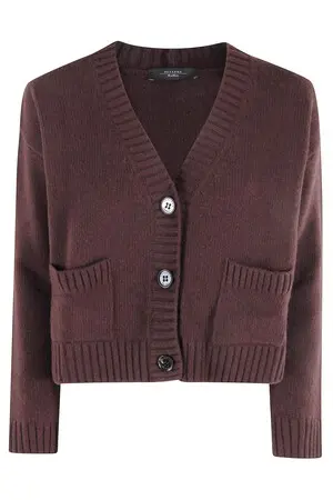 Max Mara Long-sleeved V-neck Cardigan With Pockets - Red