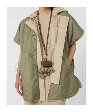 Max Mara Reversible Water-repellent Canvas Cape With Hood
