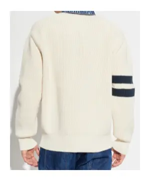 Dsquared2 Striped Sleeve Ribbed-knit Polo Shirt - Cream