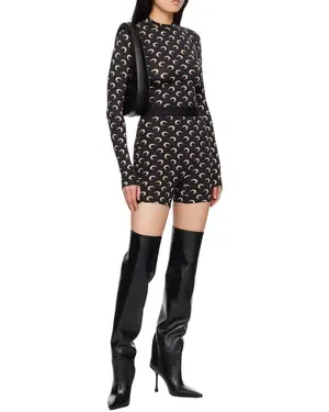 MARINE SERRE Crescent Print Turtleneck Long-sleeve Top