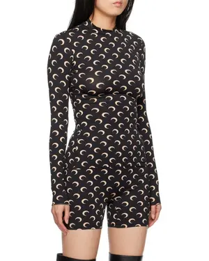 MARINE SERRE Crescent Print Turtleneck Long-sleeve Top