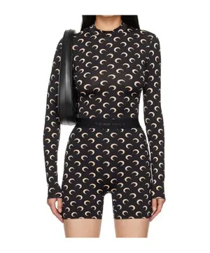 MARINE SERRE Crescent Print Turtleneck Long-sleeve Top