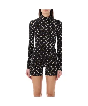 MARINE SERRE Crescent Print Turtleneck Long-sleeve Top