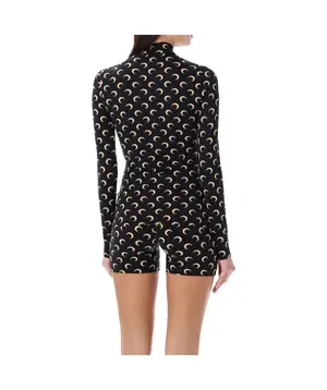 MARINE SERRE Crescent Print Turtleneck Long-sleeve Top