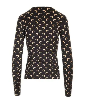 MARINE SERRE Crescent Print Turtleneck Long-sleeved Top - No