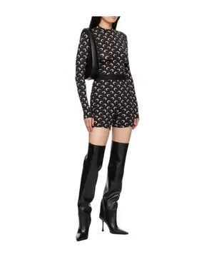 MARINE SERRE Crescent Print Turtleneck Long-sleeved Top - No