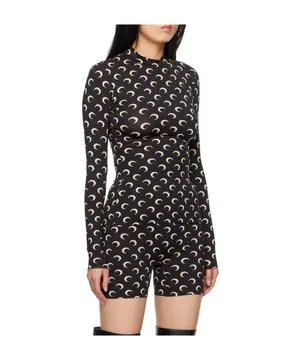 MARINE SERRE Crescent Print Turtleneck Long-sleeved Top - No