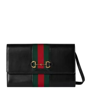 Gucci Strapped Horsebit Web Wallet - Black