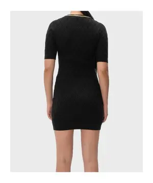 Elisabetta Franchi Diamond Pattern Knitted Mini Dress - Black