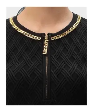 Elisabetta Franchi Diamond Pattern Knitted Mini Dress - Black