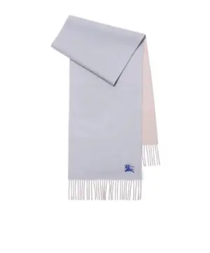 Burberry Logo Detailed Fringed Edge Scarf - Mist/sugar