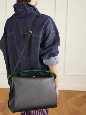 Dries Van Noten Leather Shoulder Bag With Gold Buckle