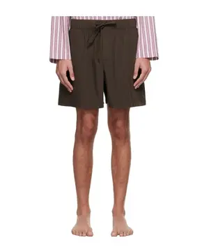 TEKLA Drawstring Pajama Shorts - Coffee