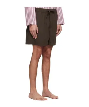 TEKLA Drawstring Pajama Shorts - Coffee
