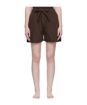 TEKLA Drawstring Pajama Shorts - Coffee
