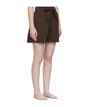 TEKLA Drawstring Pajama Shorts - Coffee